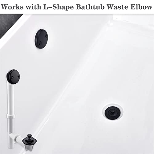 HANEBATH Brass Tub Drain Kit with Two-Hole Bathtub Overflow Cover, Matte Black