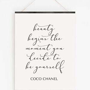 ‘Beauty Begins the Moment You Decide to be Yourself’ Coco Chanel Wall Art | 11x14 UNFRAMED Black and White Art Print | Contemporary, Positive, Inspirational, Famous Quotes, Encouraging Home Decor