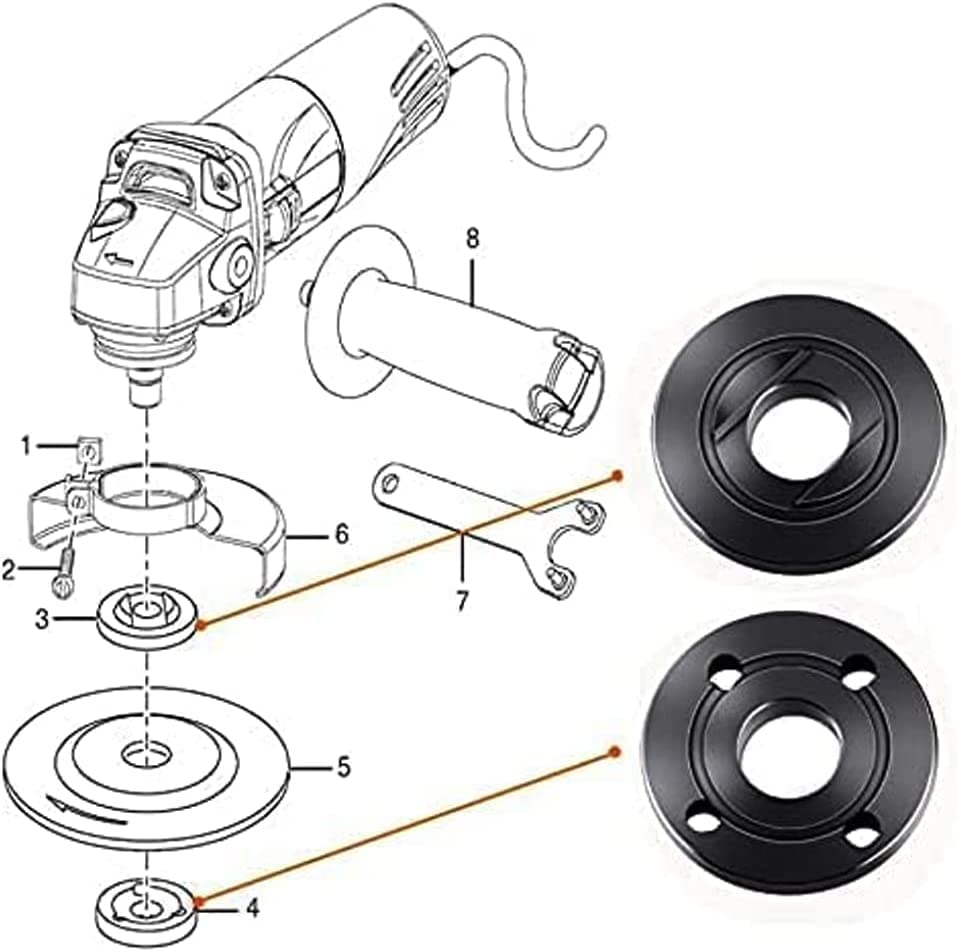 Angle Grinder Flange Nut for Dewalt Ryobi Milwaukee Makita Black & Decker 193465-4 224399-1 224568-4 Metal Lock Nut Kit (2/Pack)