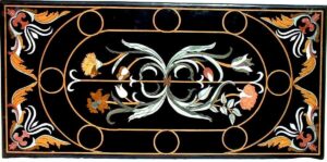 pietra dura natural black marble 48" x 24" inch rectangular dining table top, stone inlay breakfast table top, centre table top, marble outdoor garden table top, piece of conversation, family heirloom