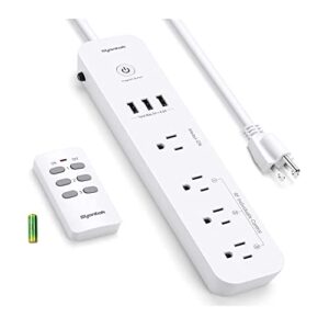 syantek remote control power strip with 3 usb ports, 3 rf controlled outlets, 5 ft/1.5 meter long extension cord, white power strip, 10a/1250w for household and workstation appliances