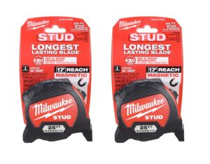 milwaukee 48-22-9725m 25-foot stud magnetic tape measure 2 pack