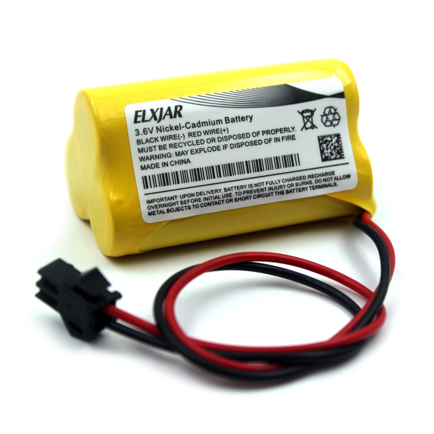 elxjar (2-Pack) 3.6V 900mAh AA ELB-B001 NiCad Battery Replacement for Lithonia Unitech 0253799 ANIC1566 ELBB001 AA900MAH Emergency/Exit Light/Fire Exit Sign