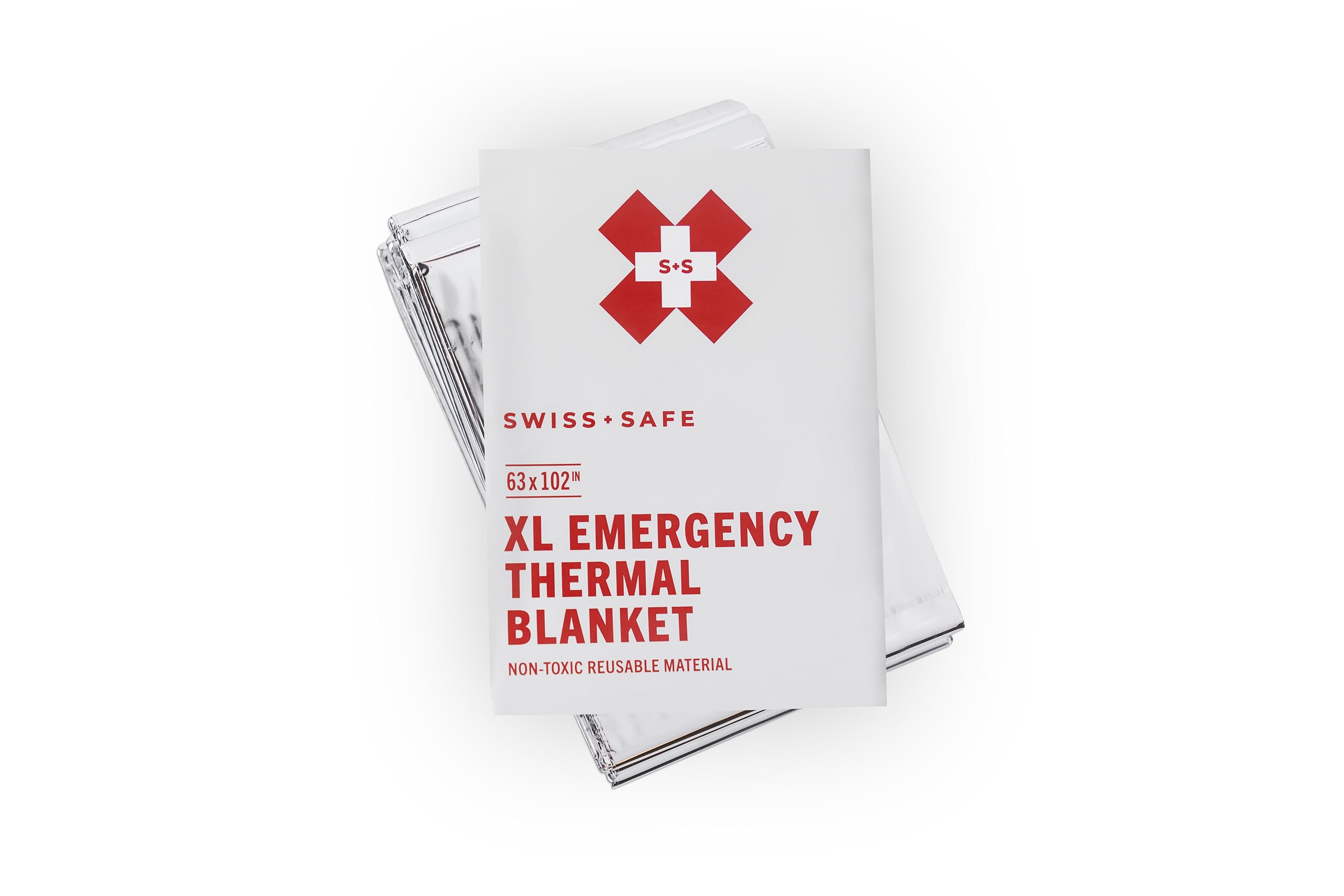 Swiss Safe Emergency Mylar Thermal Blankets, Designed for NASA, Outdoors, Survival, First Aid, Silver, 10 Pack