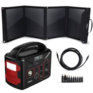 tenergy solar generator bundle w/ 60w portable solar panel and 300wh portable power station bundle, for renewable energy solar power generator, emergency backup power, outdoor camping, rv campervans