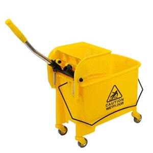 Mop Bucket with Side Press Wringer, 5.28 Gallon Mop Bucket with Wringer Combo Commercial Home Cleaning Cart