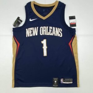 Autographed/Signed Zion Williamson New Orleans Pelicans Blue Swingman Nike Basketball Jersey Fanatics COA