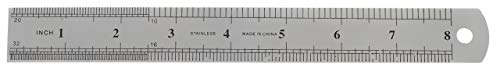 Stainless Steel Metric and Imperial Ruler - 8 Inches (20 cm) - Metal Flexible Ruler - Centimeters & Inch Metal Ruler Steel