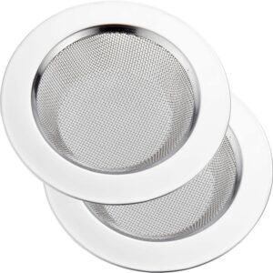 lasshswa 2 pcs kitchen sink strainer stainless steel, kitchen sink drain strainer， sink strainers with large wide rim 4.5" diameter for kitchen sinks