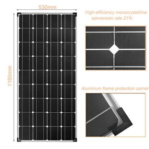 XINPUGUANG 100Watt 12Volt Solar Panel Monocrystalline Lightweight Module High Efficiency for RV Marine Boat Off Grid (100W Solar Panel)