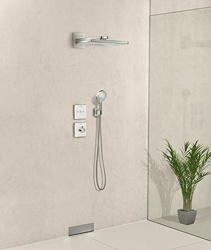 Wall Supply Elbow with Hand Shower Holder, Keymark Brass Square 1/2″Shower Hose Connector, Wall Mount Drop Ell Union Water Outlet, Brushed Nickel