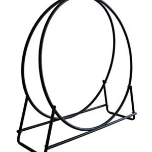 Everflying Price 40 Inch Firewood Log Hoop Rack, Round Tubular Steel Outdoor Wood Storage Holder, Black