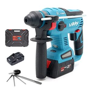 vikky 20v sds plus rotary hammer drill, brushless cordless demolition hammer kit, with 4.2ah battery and charger, 4 functions, suitable for drill bits, point/flat/u-shaped chisels