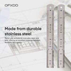 Stainless Steel Metal Flexible Rulers - 8 Inch (20 cm) - Pack of 2 - Metal Flexible Ruler Inches & Centimeters - Metric and Standard Classic Stainless Steel Flexible Rulers