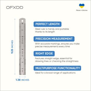 Stainless Steel Metal Flexible Rulers - 8 Inch (20 cm) - Pack of 2 - Metal Flexible Ruler Inches & Centimeters - Metric and Standard Classic Stainless Steel Flexible Rulers