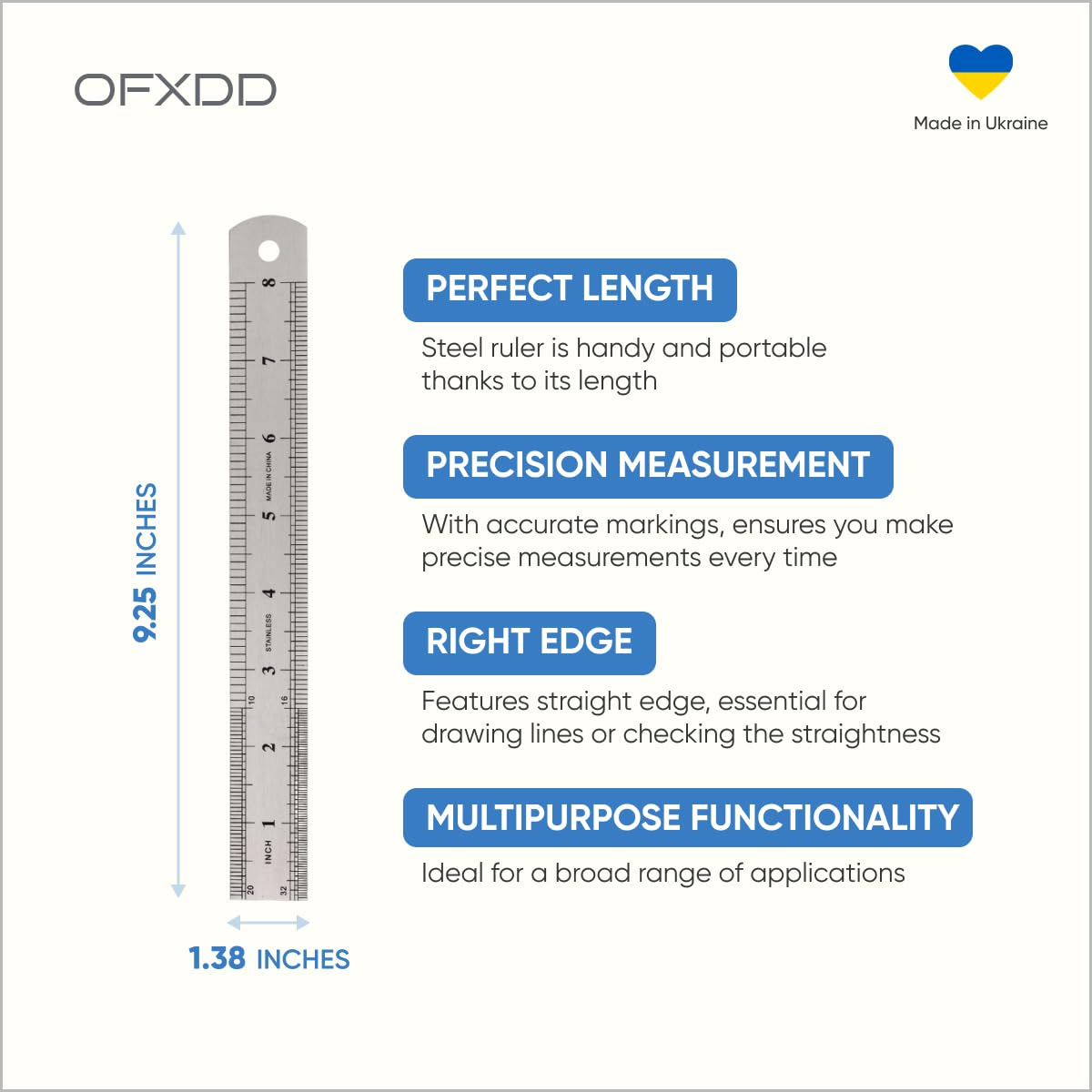 Stainless Steel Metal Flexible Rulers - 8 Inch (20 cm) - Pack of 2 - Metal Flexible Ruler Inches & Centimeters - Metric and Standard Classic Stainless Steel Flexible Rulers