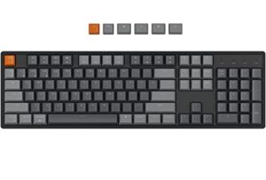 keychron k10 rgb full size layout hot-swappable mechanical keyboard for mac windows, multitasking 104-key bluetooth wireless/usb wired gaming keyboard with gateron g pro red switch aluminum frame