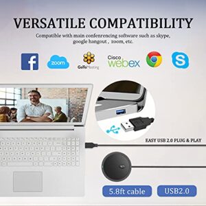 Runpu USB Conference Omnidirectional Computer Microphone, 360° Voice Pickup Condenser PC Mic with Mute Button for Conference, Zoom Meeting, Recording, Skype, Gaming, Plug & Play