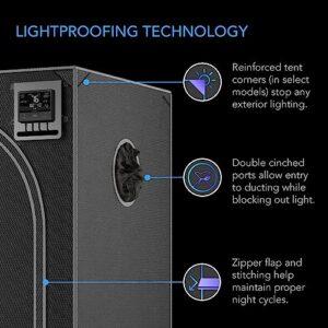 AC Infinity CLOUDLAB 642 Advance Grow Tent, 48”x24”x72” Thickest 1 in. Poles, Highest Density 2000D Diamond Mylar Canvas, 4x2 for Hydroponics Indoor Growing