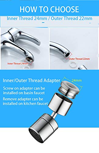 Universal Splash Filter Faucet, 720° Big Angle Swivel Sprayer Head Leakproof Double O-Ring Design with 4-Layer Net Filter