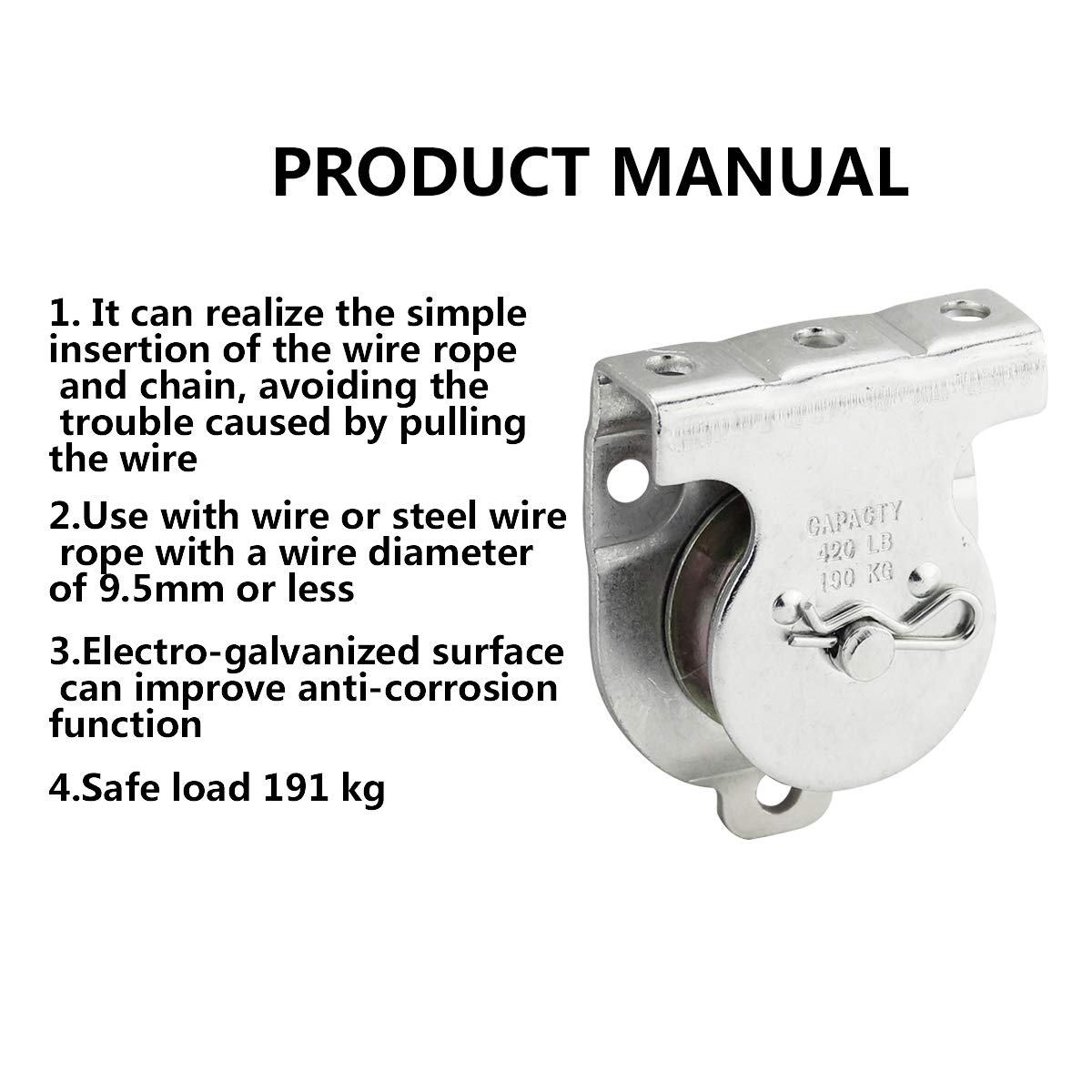 Leadrise Hardware N233-247 3219BC Ceiling Mount Single Pulley Wall Mount Pulley Ceiling Pulley in Zinc, 1-1/2", 2 Pack