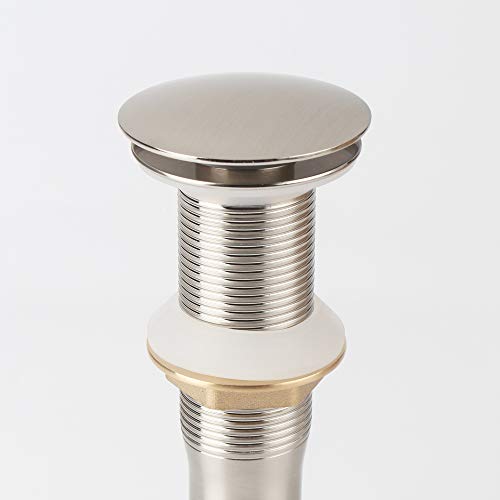 Brushed Nickel Pop Up Sink Drain Without Overflow, Bathroom Faucet Detachable Basket Vessel Sink Drain Stopper