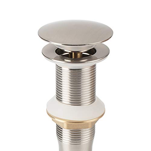 Brushed Nickel Pop Up Sink Drain Without Overflow, Bathroom Faucet Detachable Basket Vessel Sink Drain Stopper