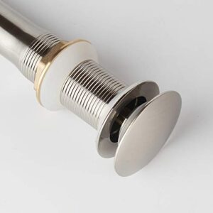 Brushed Nickel Pop Up Sink Drain Without Overflow, Bathroom Faucet Detachable Basket Vessel Sink Drain Stopper