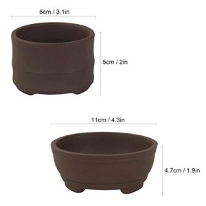 Happy Bonsai 2 pc 3.1" + 4.3" Unglazed Round Ceramic Succulent Planter Pot Set