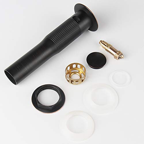 Oil Rubbed Bronze Pop Up Drain, Bathroom Vessel Lavatory Vanity Faucet Sink Detachable Basket Drain Stopper, ORB with Overflow