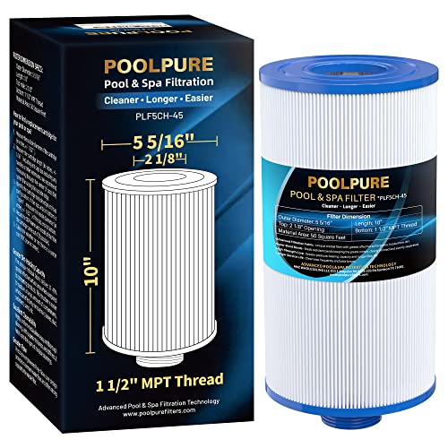 POOLPURE Replacement Filter for PFF50P4, Unicel 5CH-45, Filbur FC-2401, Baleen AK-90108, Legend 090164055428, PFF50 W/PAD, PFF50-PAD4, PFF50P, SD-00363, 45 sqft Filter Cartridge