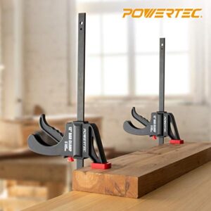 POWERTEC 71594 12 Inch Bar Clamps with Spreader, Trigger Clamps for Woodworking, One-Handed Carpenter Quick Clamp Sets for Gluing, Wood Clamps for Woodworking Tools, 2 pack