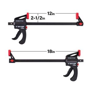 POWERTEC 71594 12 Inch Bar Clamps with Spreader, Trigger Clamps for Woodworking, One-Handed Carpenter Quick Clamp Sets for Gluing, Wood Clamps for Woodworking Tools, 2 pack