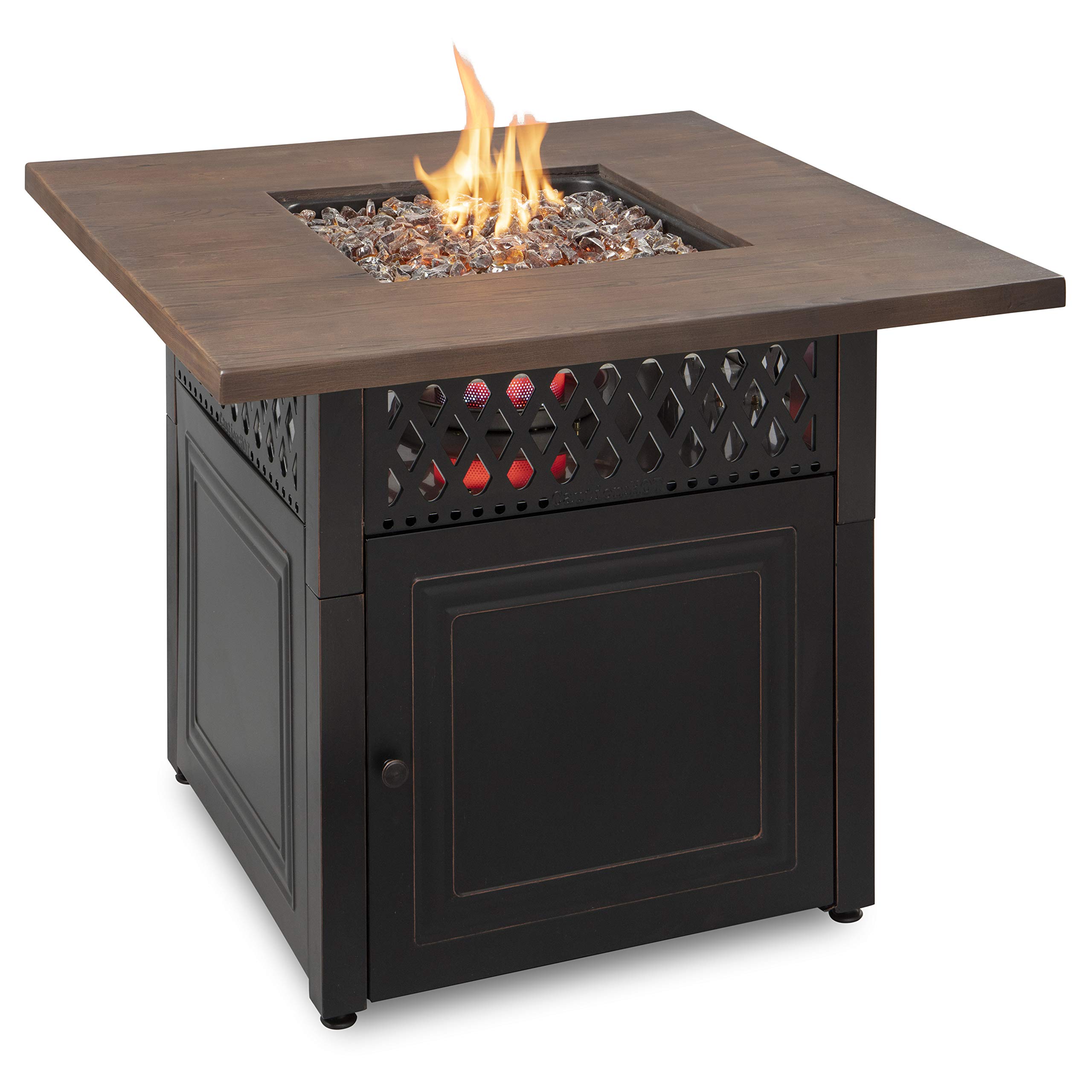 DualHeat by Endless Summer, The Donovan, 38" Square Propane Gas Outdoor Fire Pit Plus Patio Heater