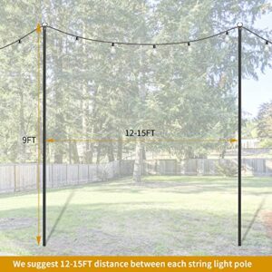 Espird String Light Poles for Outdoors,Christmas Decoration Poles for String Lights,3 in 1 Light Poles with Hooks for Deck Garden Patio Wedding Cafe Party 2PCS