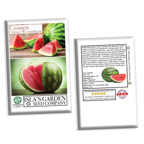 Crimson Sweet Watermelon Seeds for Planting, 150+ Heirloom Seeds Per Packet, (Isla's Garden Seeds), Non GMO Seeds, Botanical Name: Citrullus lanatus 'Crimson Sweet', Great Home Garden Gift