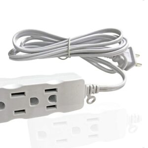 Multi Plug Outlet Extender Box,3-Outlet Power Strip, Long Extension Cord, White (1.8m/6Ft)