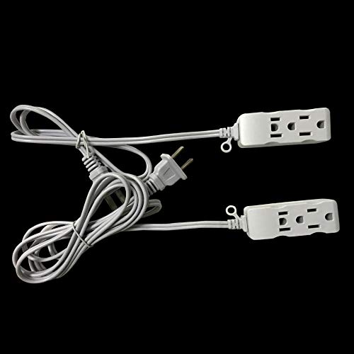 Multi Plug Outlet Extender Box,3-Outlet Power Strip, Long Extension Cord, White (1.8m/6Ft)