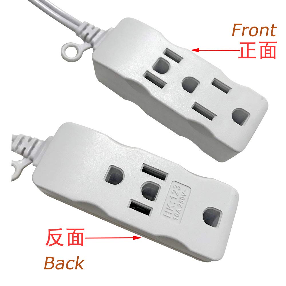 Multi Plug Outlet Extender Box,3-Outlet Power Strip, Long Extension Cord, White (1.8m/6Ft)