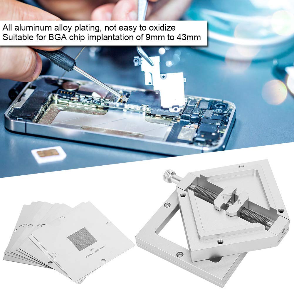 Fafeicy 10Pcs BGA Reballing Rework Station, Diagonal Template for Computer CPU Phone Welder Kits HT90 with Automatic Centering Function