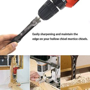 scottchen PRO Woodworking Square Hole Drill Bit Sharpener Mortise Chisel Bit Sharpening Tool Up to 1/2" Bit Grit #220/600-2Pack