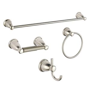 bgl 4-piece bathroom accessory set brushed nickel bathroom hardware set 24 inches adjustable towel bar towel ring paper holder robe hook