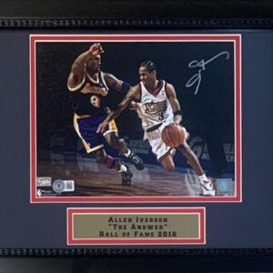 Allen Iverson Autographed Philadelphia Signed Basketball 8x10 Framed Photo vs. Kobe Bryant Beckett COA