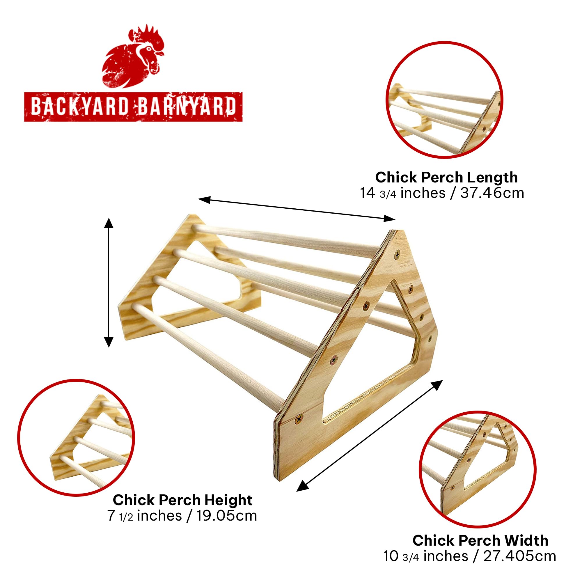 Backyard Barnyard Chick Perch Strong Wooden Jungle Gym Roosting Bar Made in USA!!! Chicken Toys for Coop and Brooder for Baby Chicks El Pollitos La Pollita Pollos Gallinas Polluelos