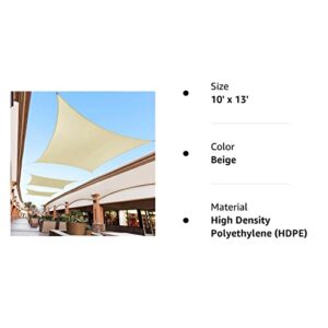 Royal Shade 10' x 13' Beige Rectangle Sun Shade Sail Canopy Outdoor Patio Fabric Screen RTAPR1013 - UPF50+ 98% UV Blockage, Heavy Duty, Water & Air Permeable (We Make Custom Size)