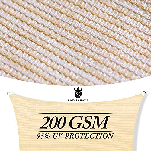 Royal Shade 10' x 13' Beige Rectangle Sun Shade Sail Canopy Outdoor Patio Fabric Screen RTAPR1013 - UPF50+ 98% UV Blockage, Heavy Duty, Water & Air Permeable (We Make Custom Size)