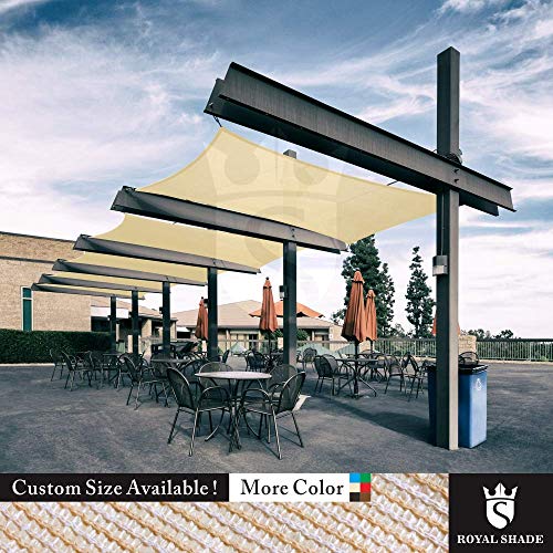 Royal Shade 10' x 13' Beige Rectangle Sun Shade Sail Canopy Outdoor Patio Fabric Screen RTAPR1013 - UPF50+ 98% UV Blockage, Heavy Duty, Water & Air Permeable (We Make Custom Size)