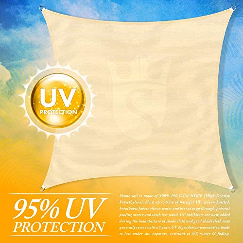 Royal Shade 10' x 13' Beige Rectangle Sun Shade Sail Canopy Outdoor Patio Fabric Screen RTAPR1013 - UPF50+ 98% UV Blockage, Heavy Duty, Water & Air Permeable (We Make Custom Size)