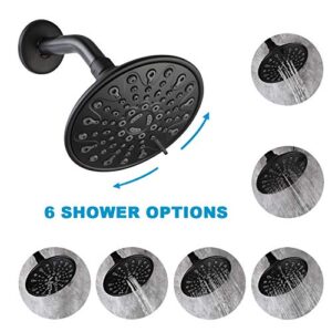 POP SANITARYWARE Matte Black 3 Handle Tub and Shower Faucet Set with 6 Spray Shower Head, Bathtub Faucet Set with Tub Spout Bathroom Mixer Tub and Shower Trim Kit with Valve