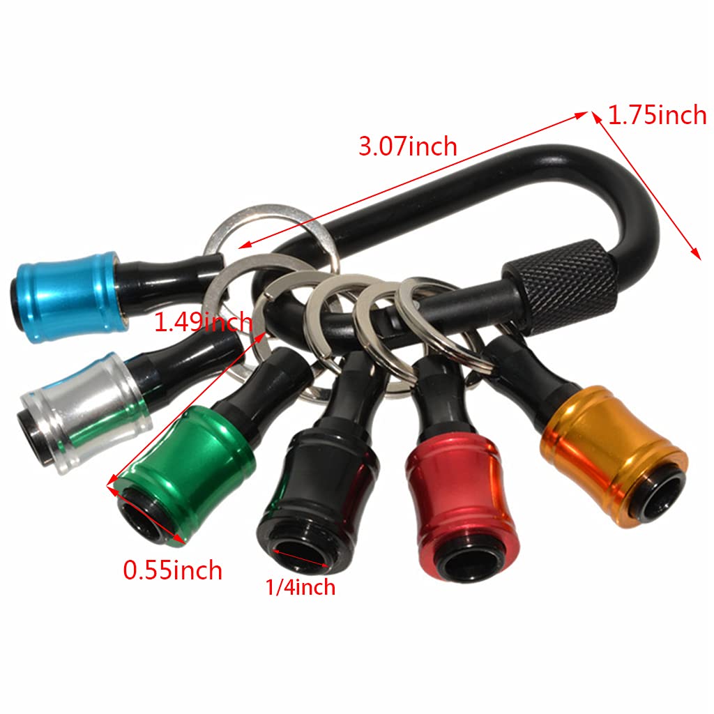 ZFBB 1/4inch Hex Shank Aluminum Alloy Screwdriver Bits Holder Extension Bar Drill Screw Adapter Change Keychain Portable